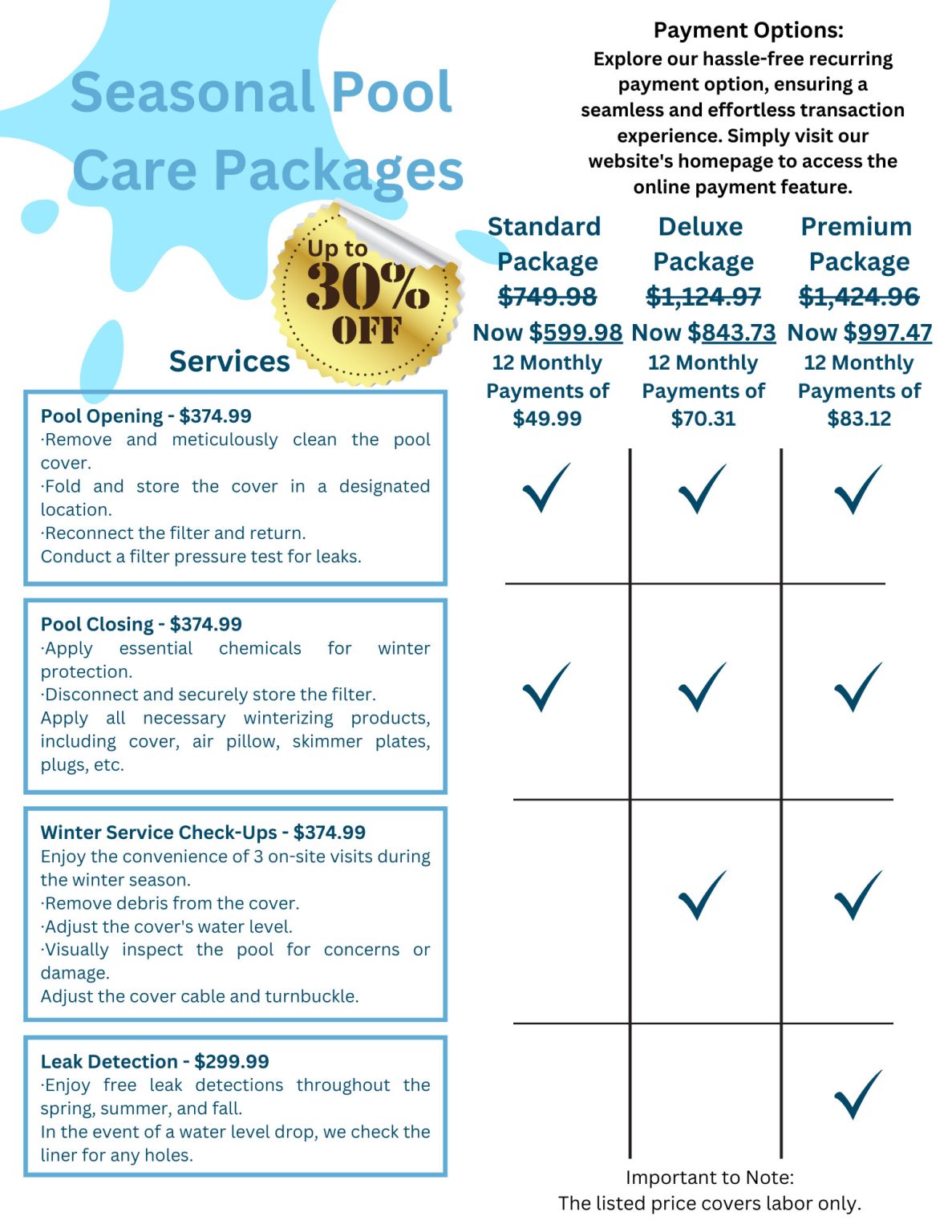 Contact - Seasonal Pool Care Packages - C&D Installers